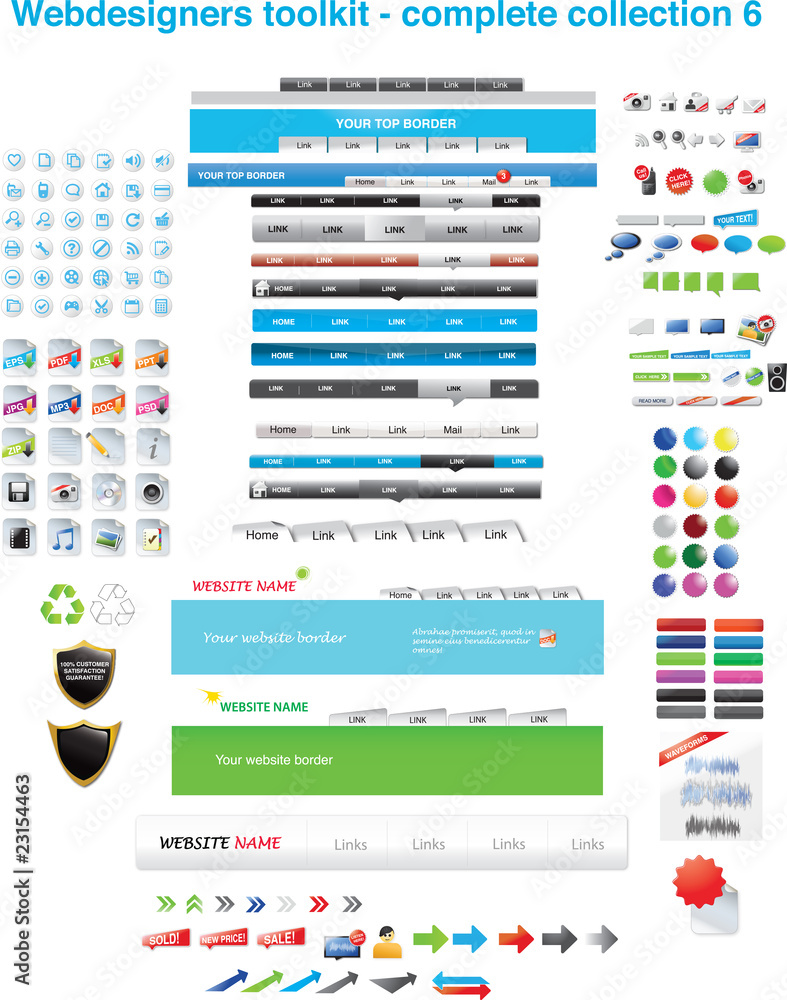 Webdesigners toolkit - complete collection 6 Stock Vector | Adobe Stock