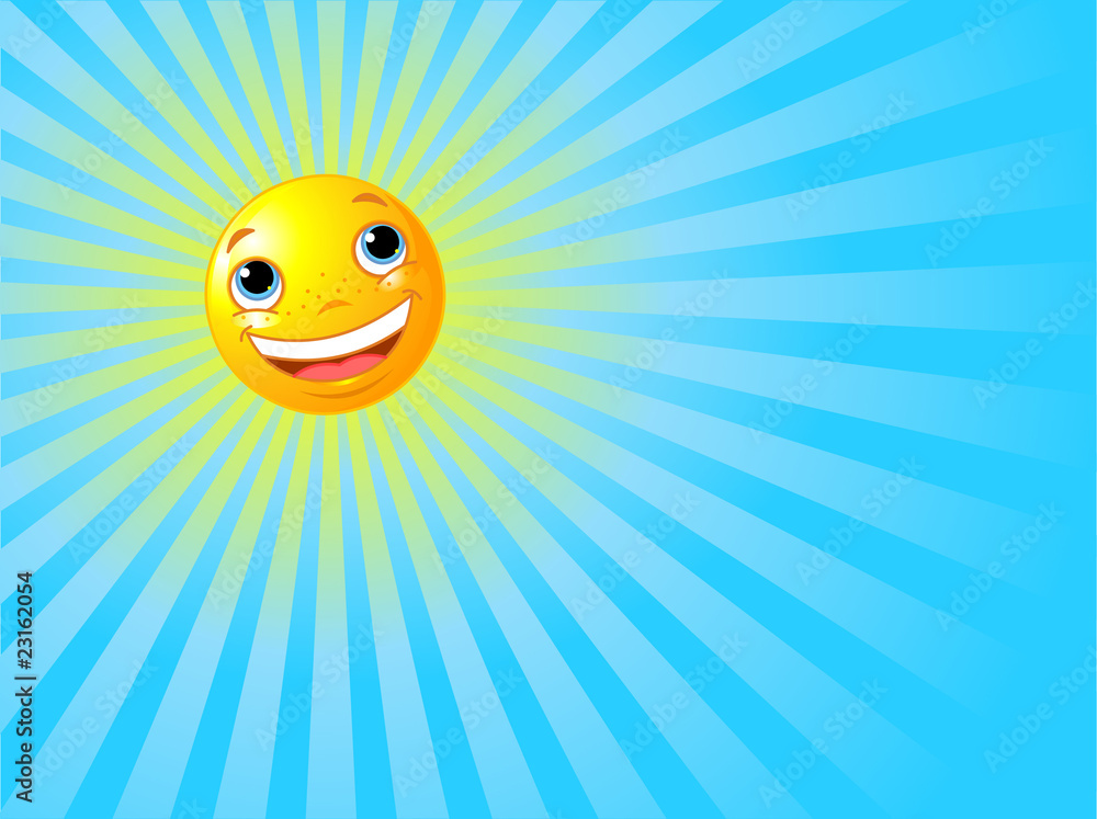 Happy Smiling Sun Summer Background Stock Vector | Adobe Stock