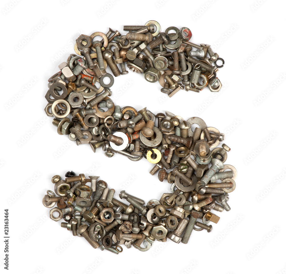 alphabet made of bolts - The letter s Stock Photo | Adobe Stock