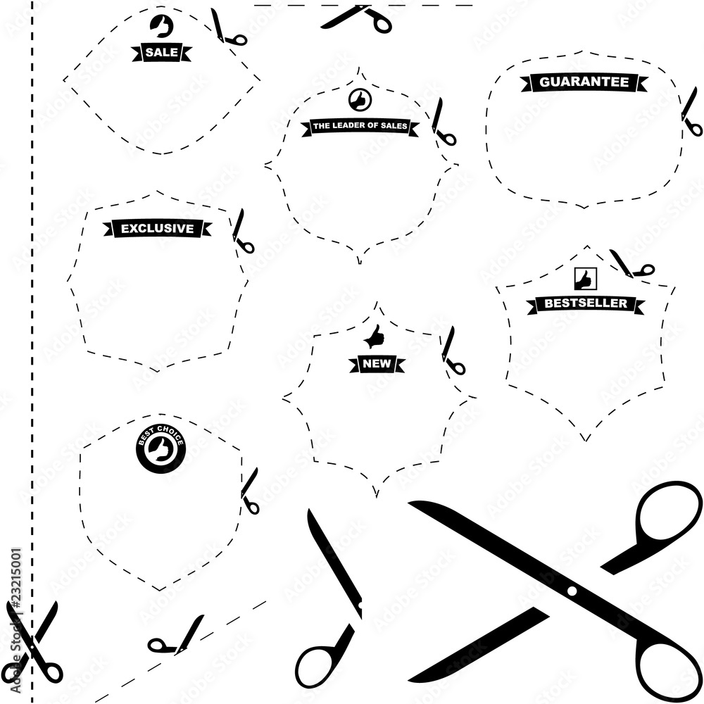 Vector scissors with cut lines templates to choose from Stock Vector ...