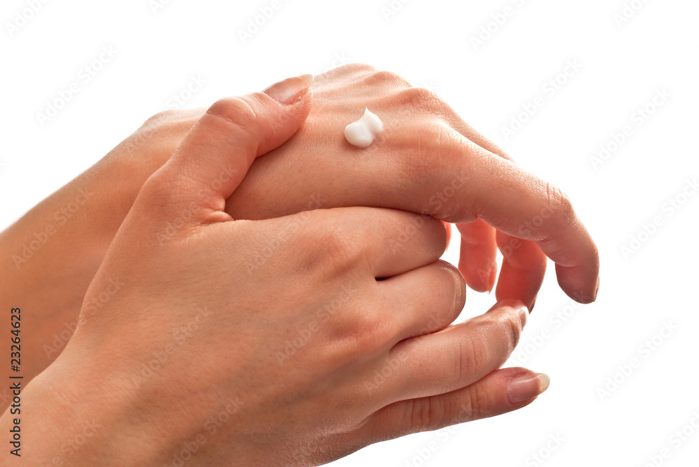 Cream on hand Stock Photo | Adobe Stock