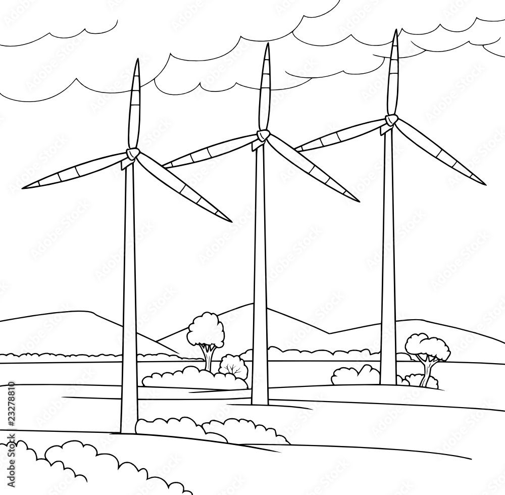 Windräder Stock-Vektorgrafik | Adobe Stock