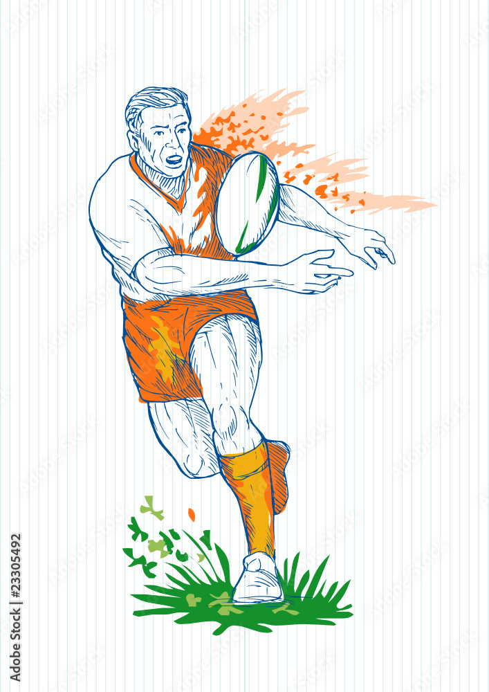 Drawing Of A Rugby Player