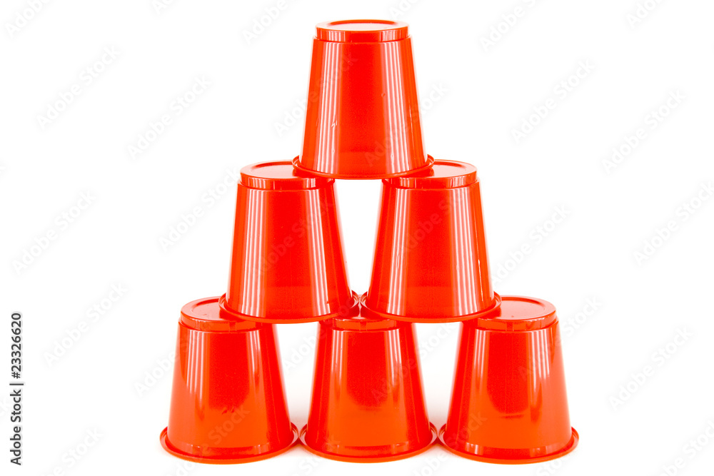 RED CUPS STACKED IN PYRAMID Stock Photo | Adobe Stock