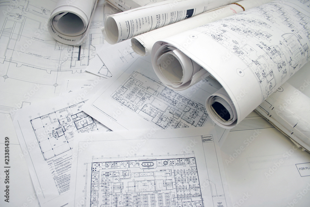 Lots of architecture floor plan drawings. Stock Photo | Adobe Stock