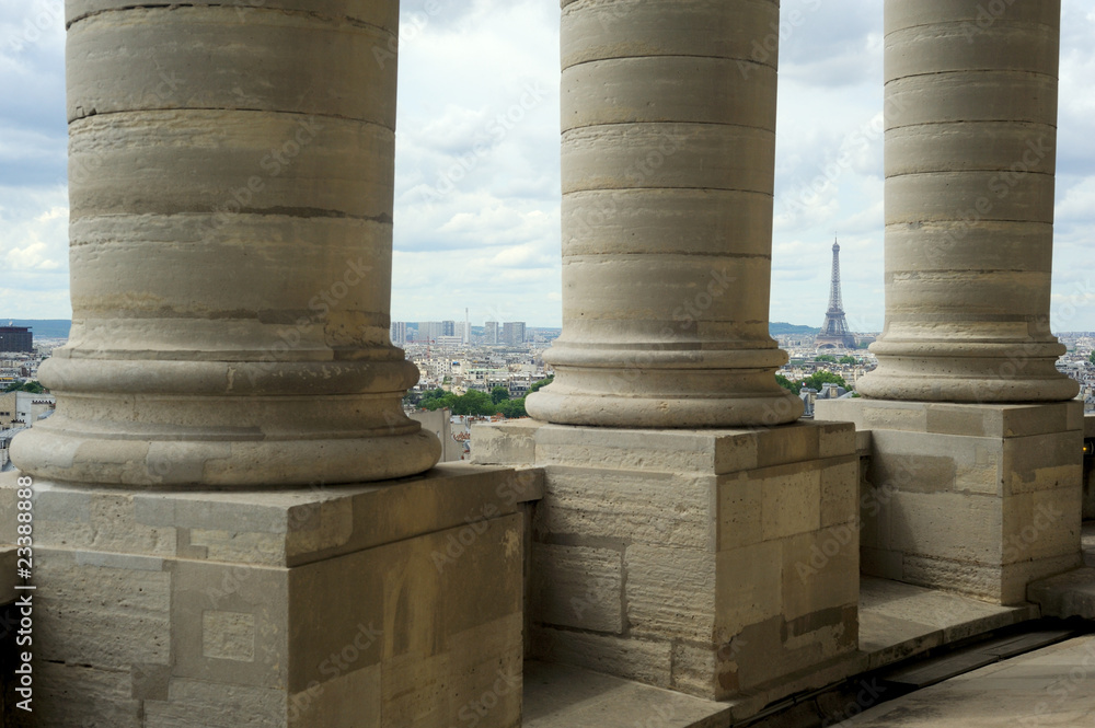 Colonnes du Panthéon et Tour Eiffel - Paris Stock Photo | Adobe Stock