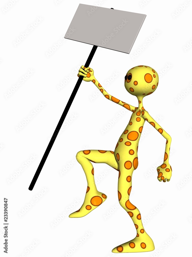 Comic Figur mit Schild Stock Illustration | Adobe Stock