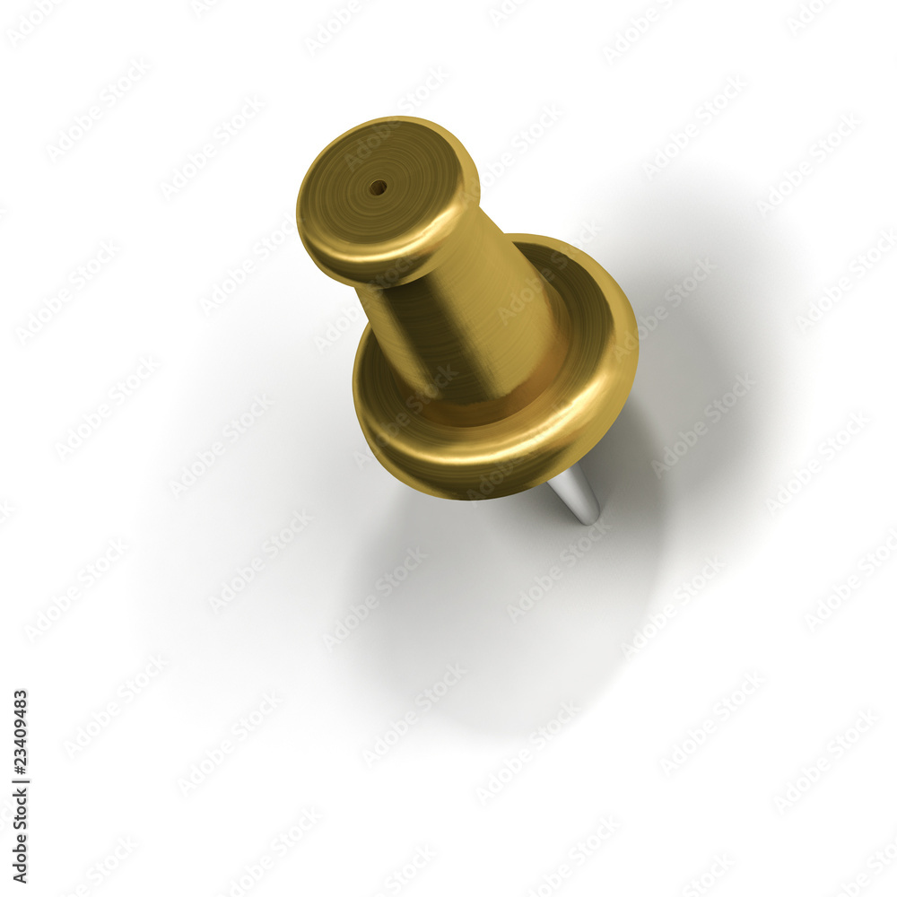 golden push pin or thumb tack - isolated on white Stock Illustration ...