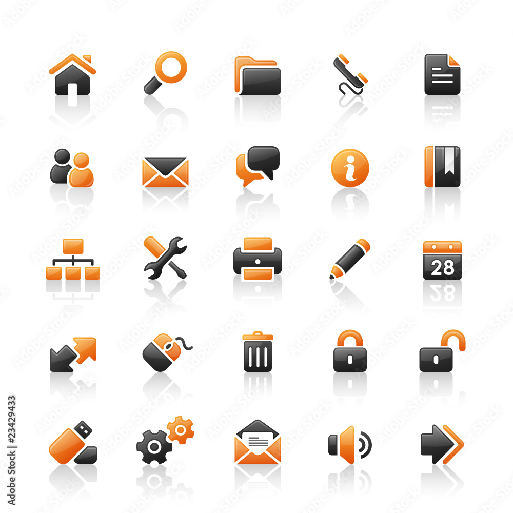 Orange Black Website Icons Stock Vector | Adobe Stock