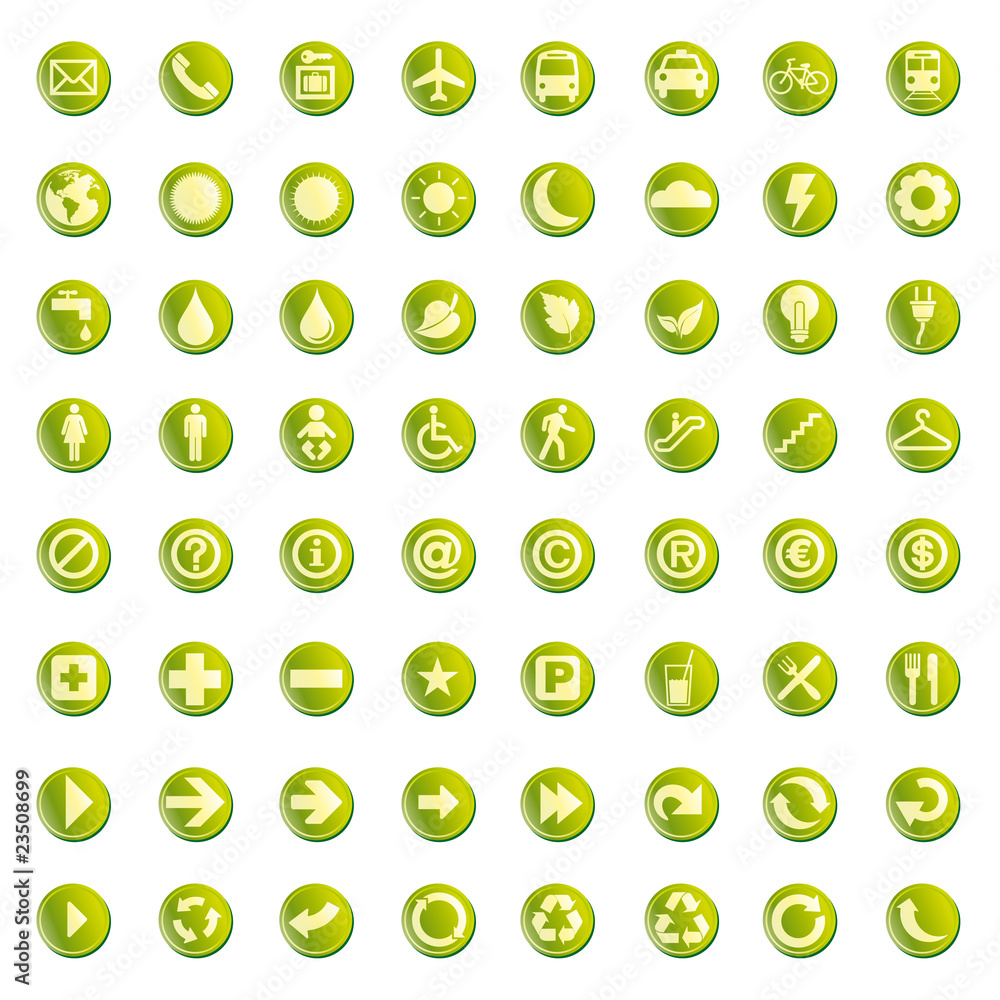 64 set presentation buttons icons symbol web eco. vector Stock Vector ...