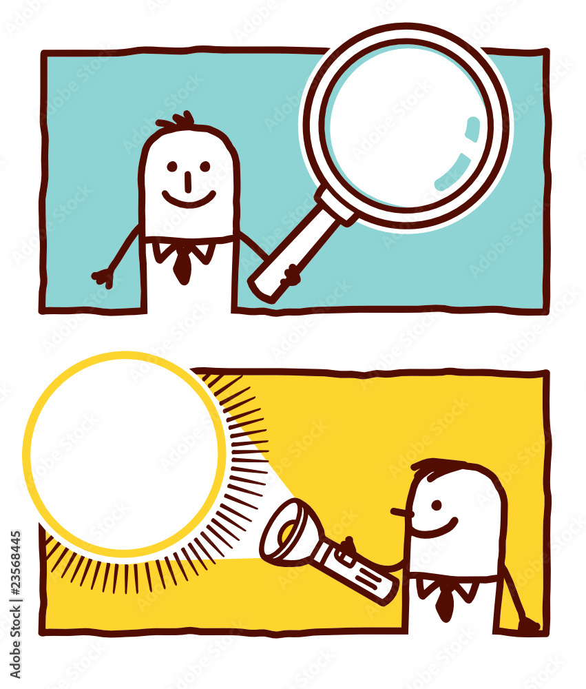 magnifying glass & flashlight Stock Vector | Adobe Stock