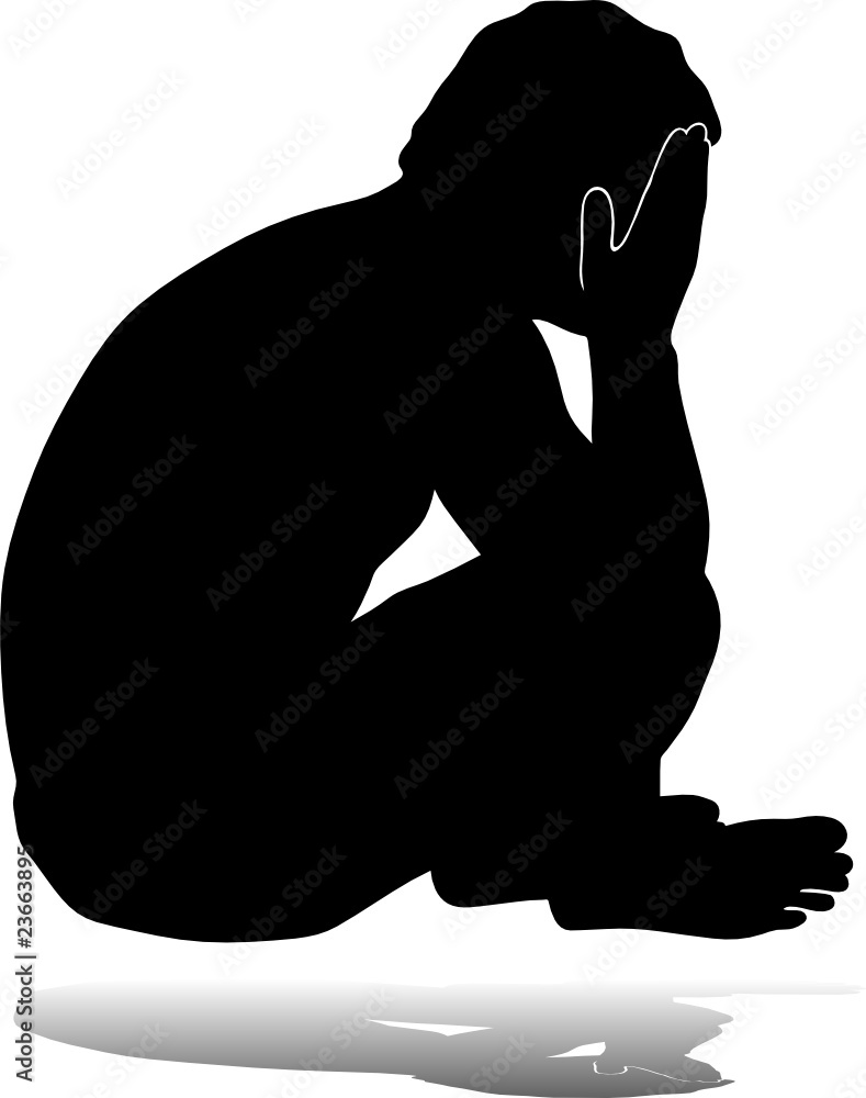 man crying vector silhouette Stock Vector | Adobe Stock