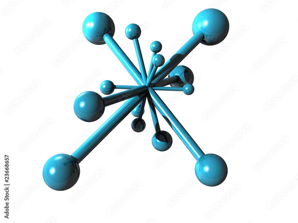 Molécule bleu 3D Illustration Stock | Adobe Stock