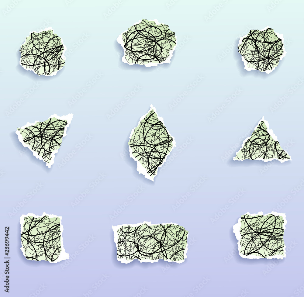 Torn paper doodle symbols, vector illustration Stock Vector | Adobe Stock