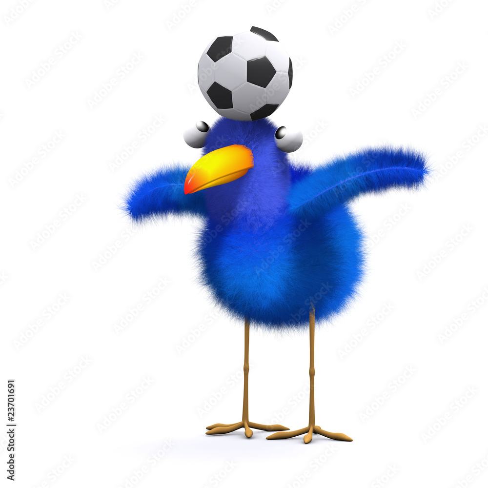 3d Blue bird showing skills with soccer ball Stock Illustration | Adobe ...