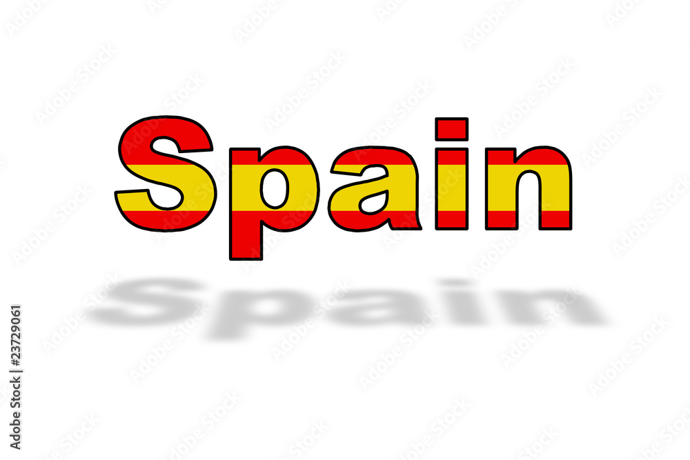 Word SPAIN floating with shadow on white Stock Illustration | Adobe Stock