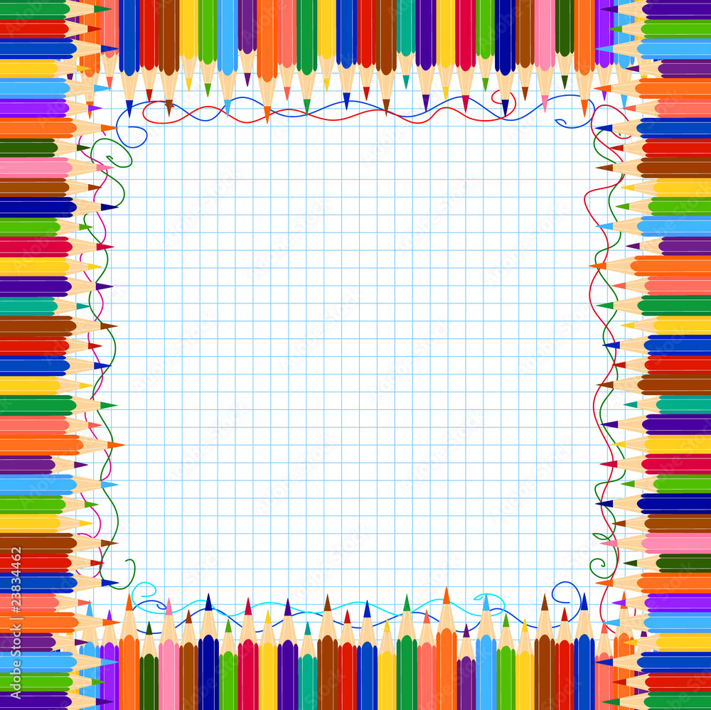 Coloured pencil border with copy space Stock Vector | Adobe Stock