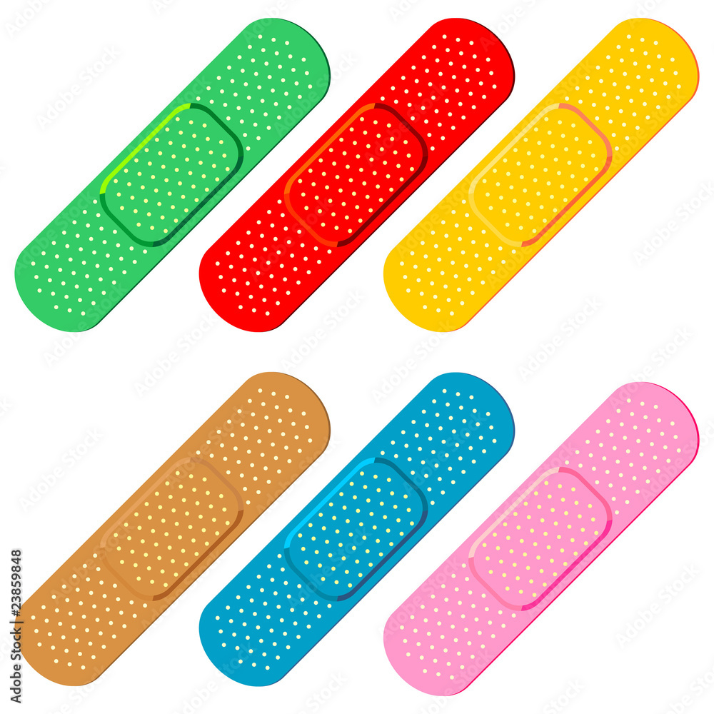 Colorful bandages on white background Stock Vector | Adobe Stock