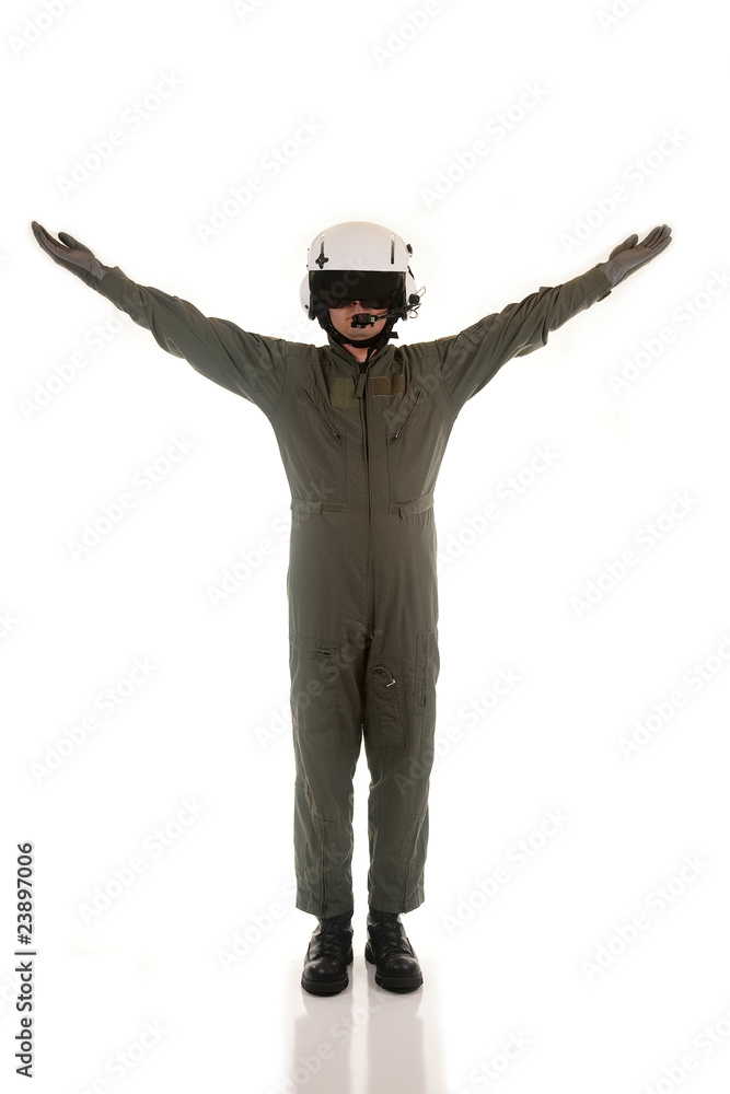 Military pilot marshalling aircraft Stock Photo | Adobe Stock