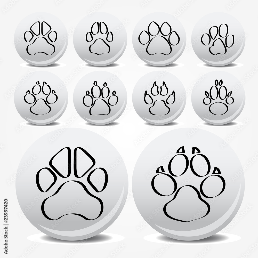 Collection of animal foot prints vector icons Stock Vector | Adobe Stock