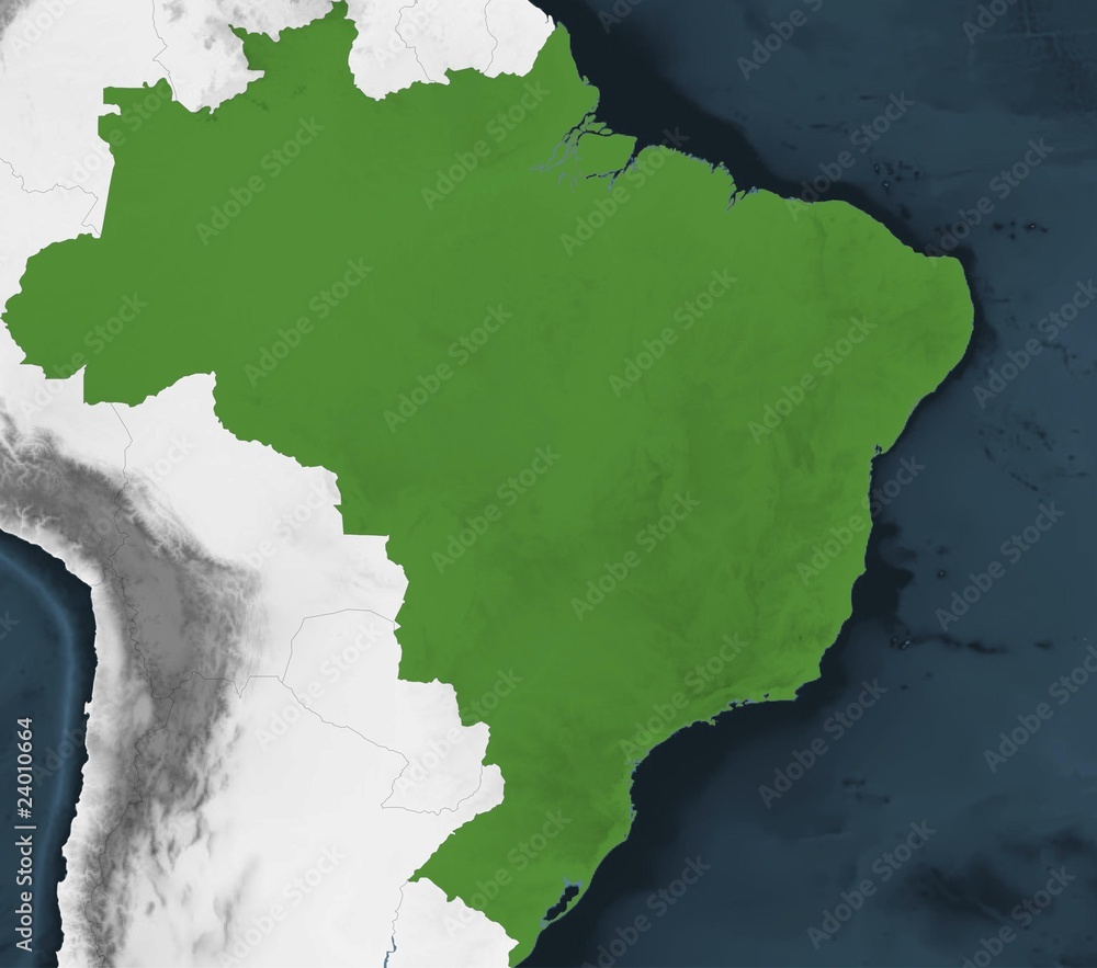 Brazil map with relief shading Stock Illustration | Adobe Stock