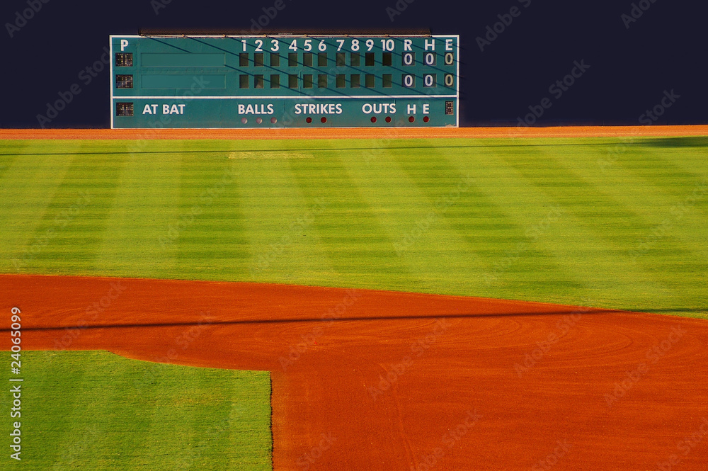 retro scoreboard in the outfield Stock Photo | Adobe Stock