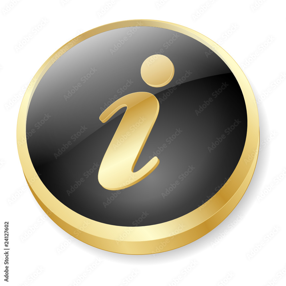 INFO Web Button (Information sign symbol icon gold 3D vector) Stock ...