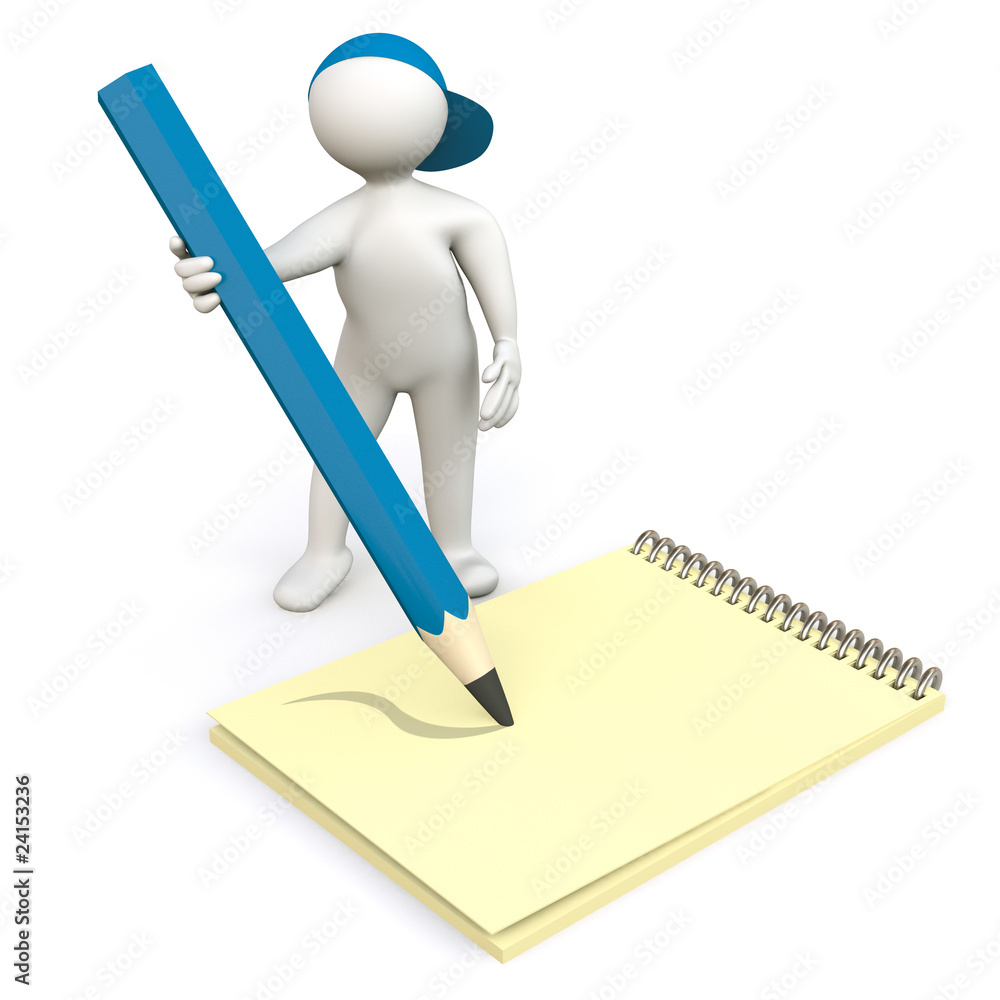 3D Man takes a note Stock Illustration | Adobe Stock