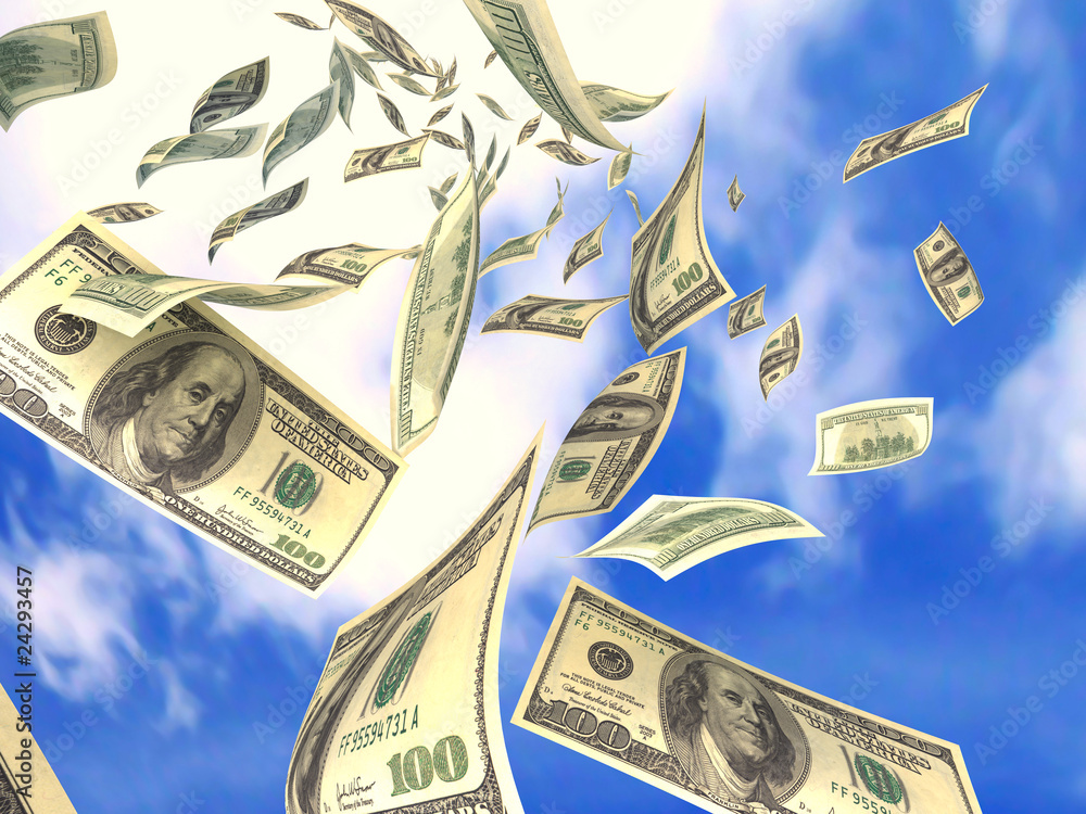 Money falling from sky Stock Illustration | Adobe Stock