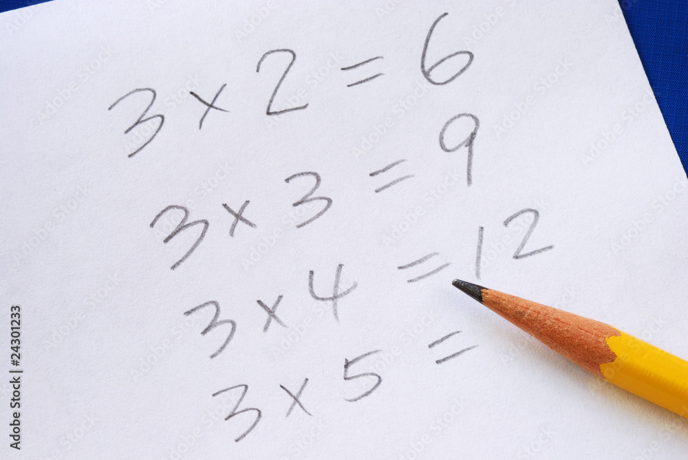Practice the multiplication table with a pencil Stock Photo | Adobe Stock