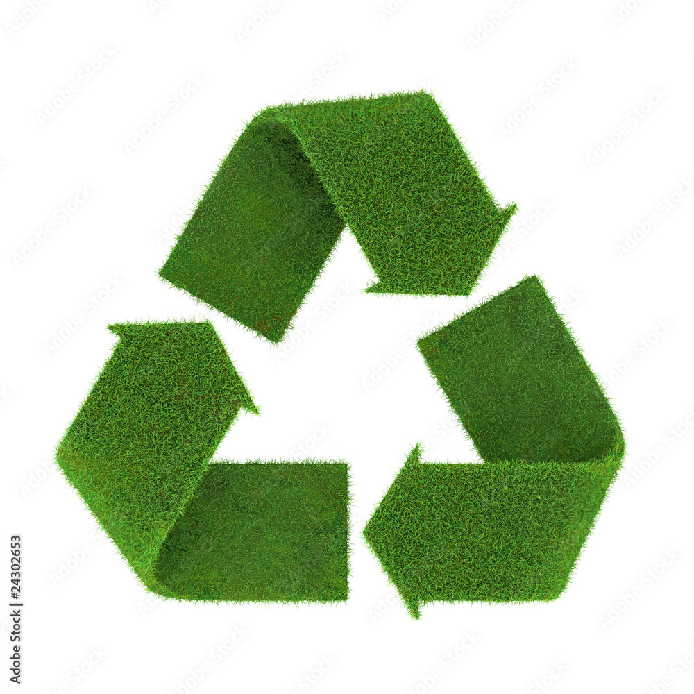 Simbolo del riciclabile fatto d'erba ilustração do Stock | Adobe Stock