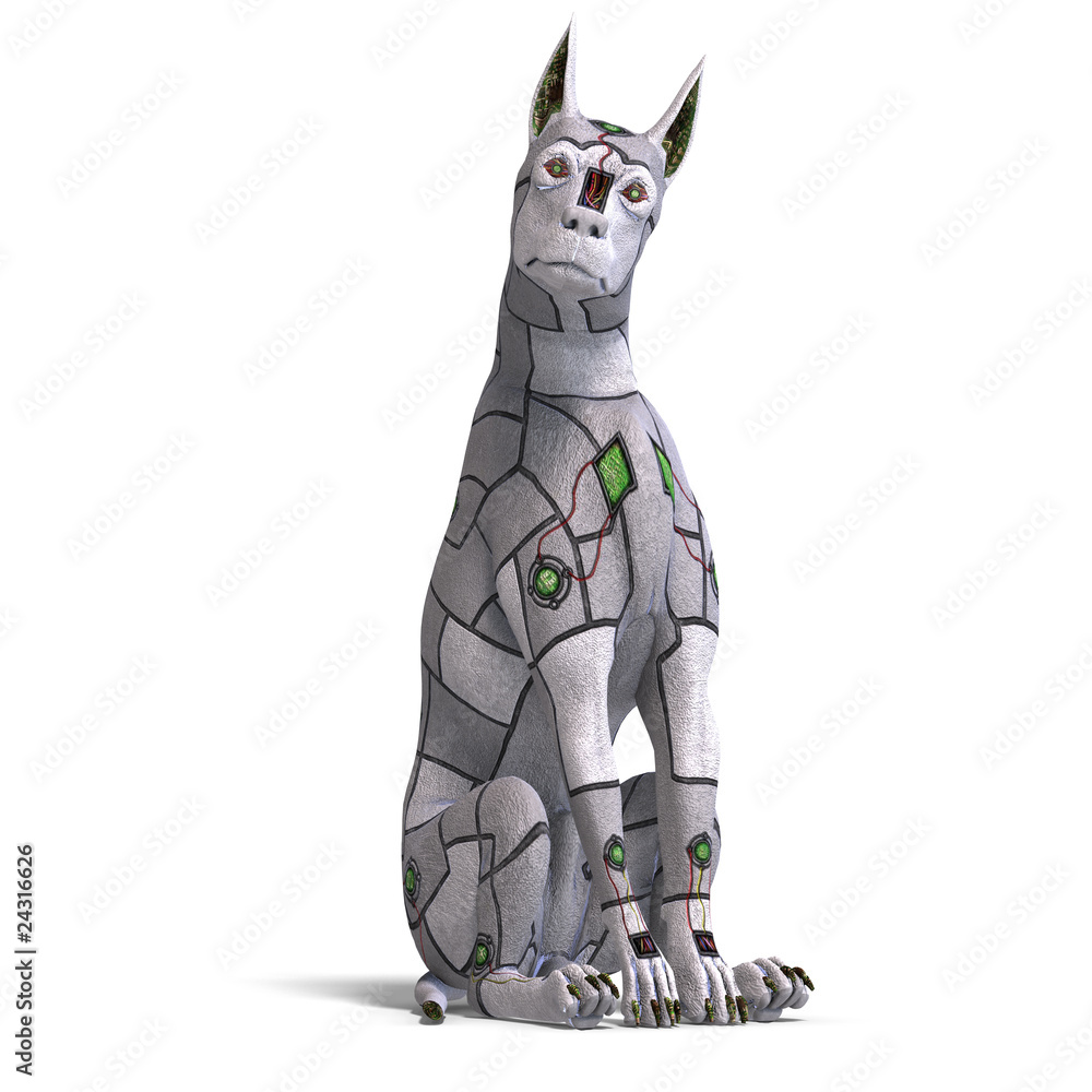 electronical scifi dog of the future. 3D rendering with clipping Stock ...