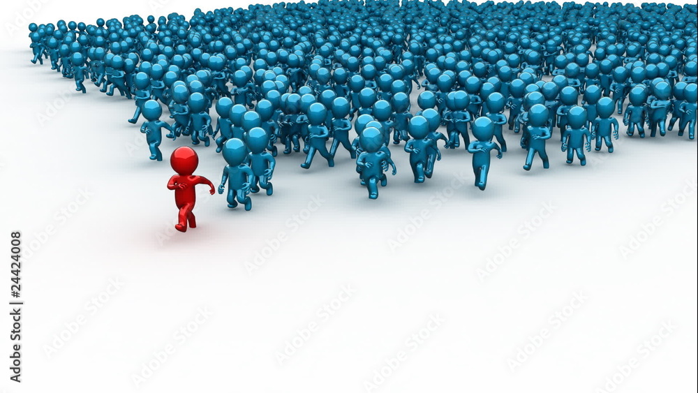 funny cartoon crowd running behind the leader Stock Video | Adobe Stock