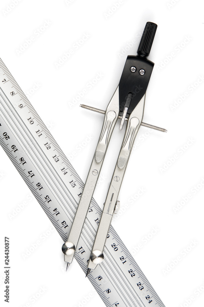 Zirkel, Lineal und Geodreieck Stock-Foto | Adobe Stock