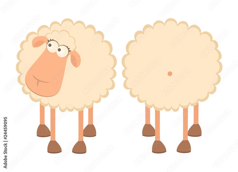 Vector illustration of two cartoon sheep Stock Vector | Adobe Stock