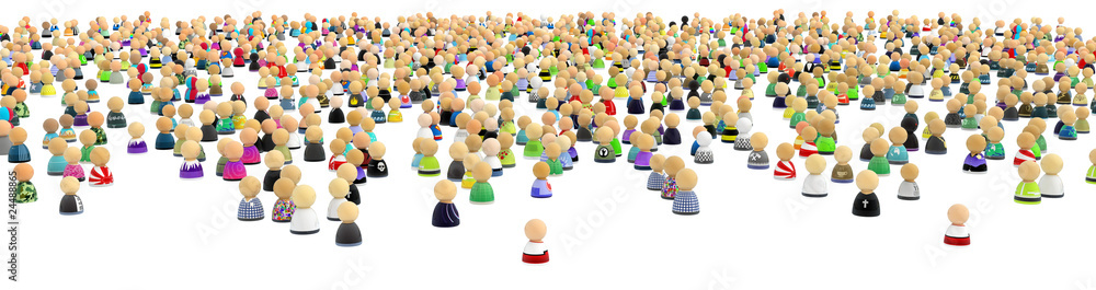 Cartoon Crowd, Far and Wide Stock Illustration | Adobe Stock