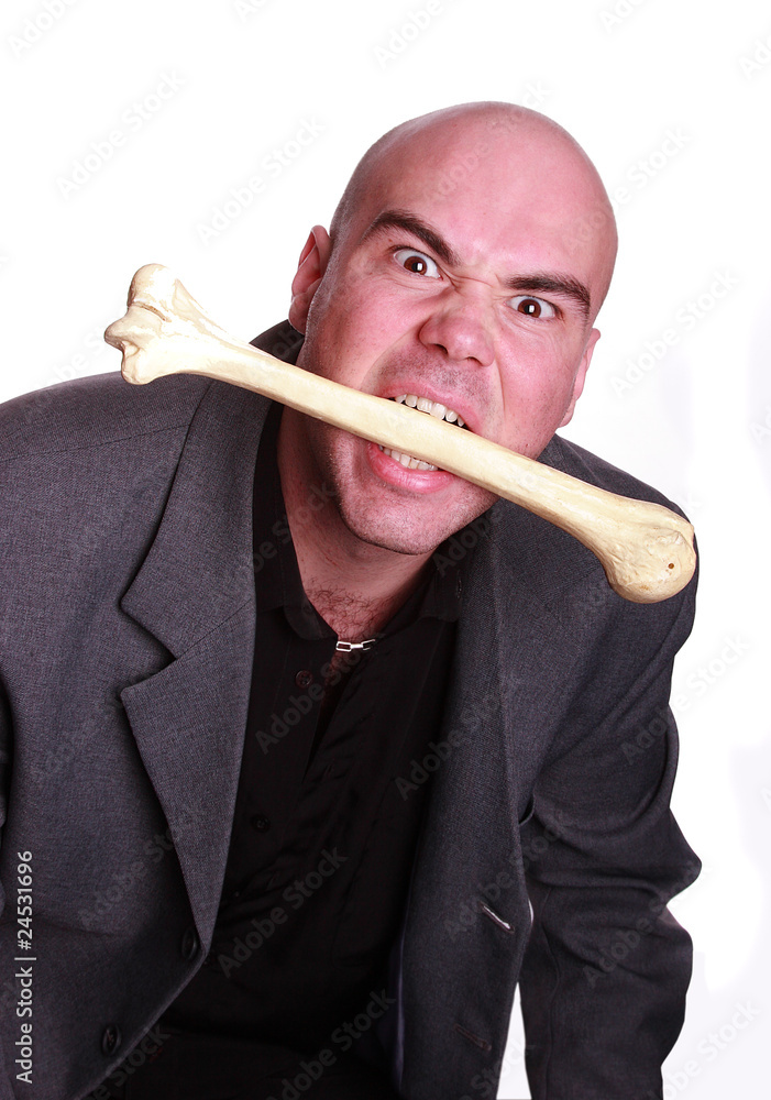 Elegant cannibal men eat bone Stock Photo | Adobe Stock