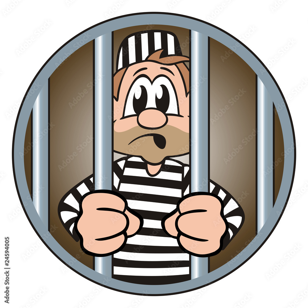 Prisoner in Jail Button Stock Illustration | Adobe Stock