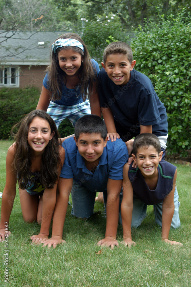 Pyramid of children Stock Photo | Adobe Stock