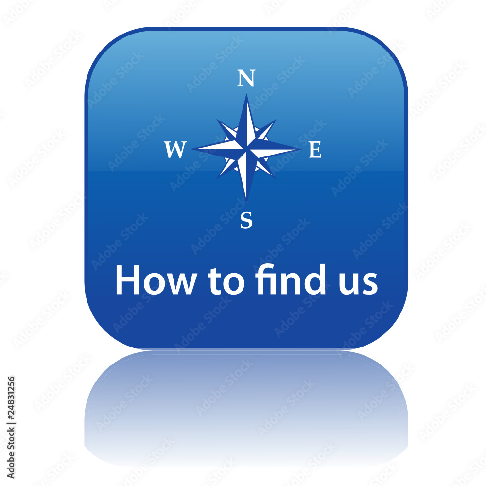 HOW TO FIND US Web Button (directions GPS map compass wind rose) Stock ...