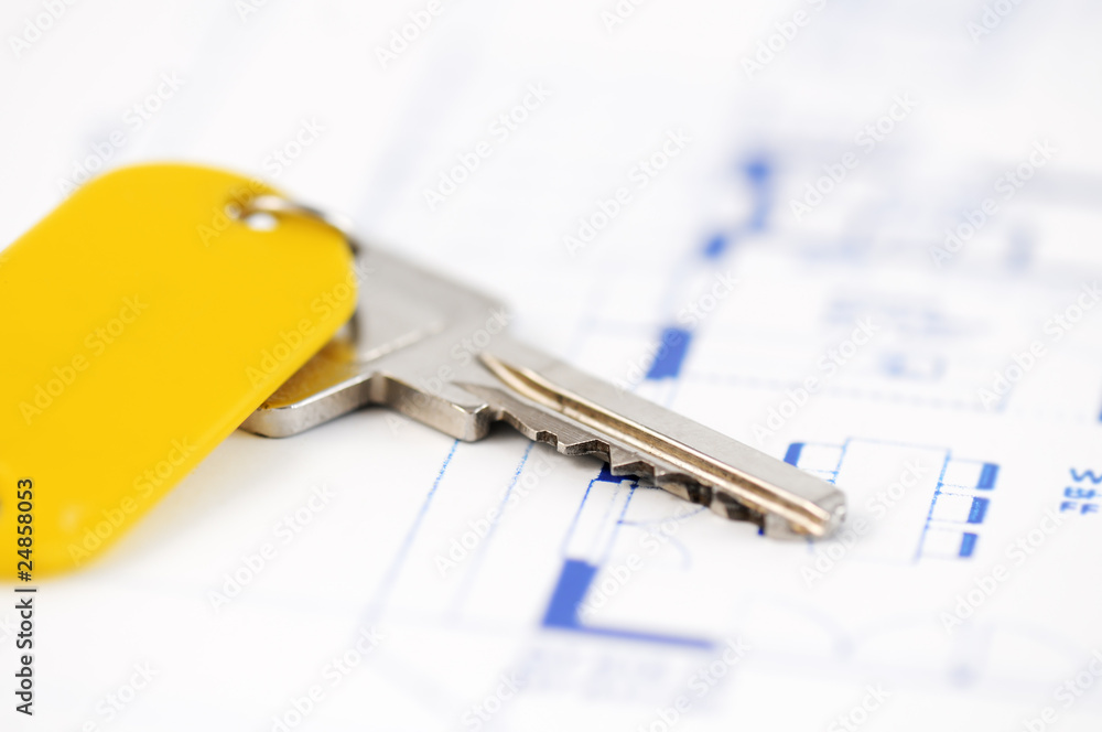 Key on an architecture-plan Stock Photo | Adobe Stock