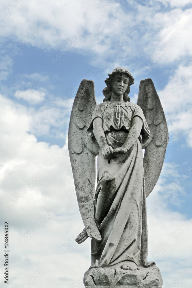 Nineteenth century mourning angel cemetery statue Stock Photo | Adobe Stock