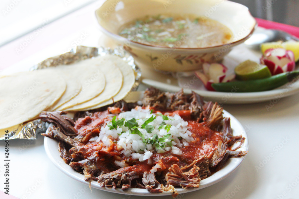 Birria Plate - Mexican Cuisine - Goat & Lamb meat Stock Photo | Adobe Stock