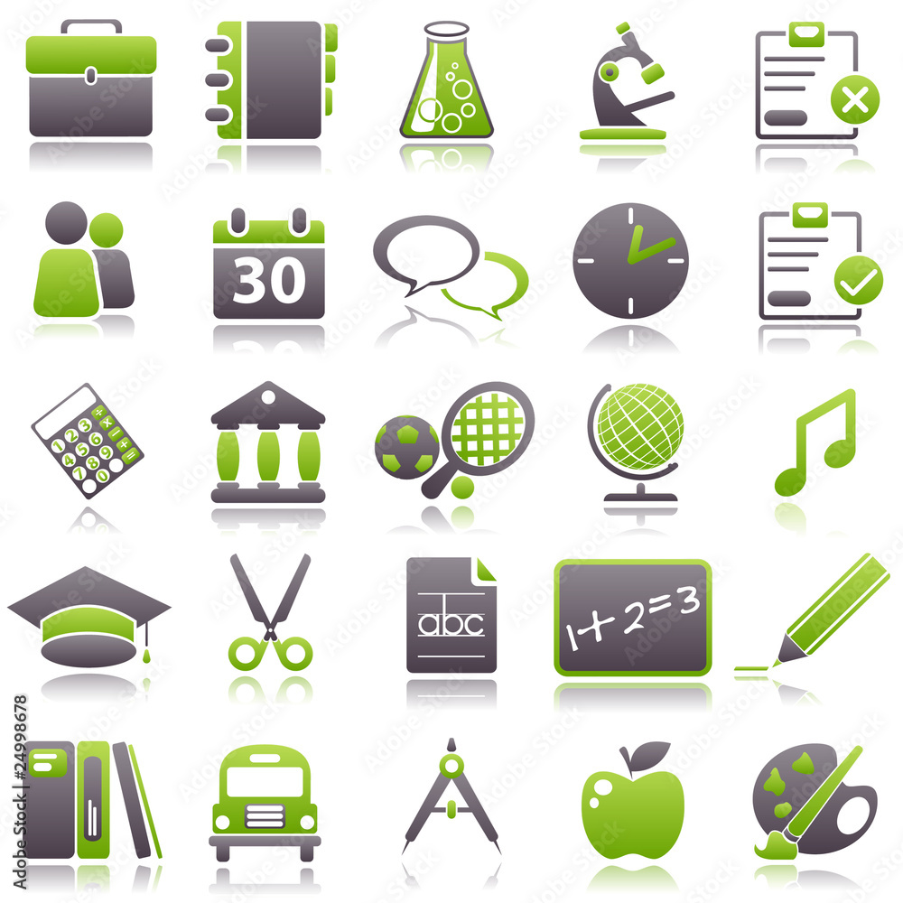 school Green Icons Stock Vector | Adobe Stock