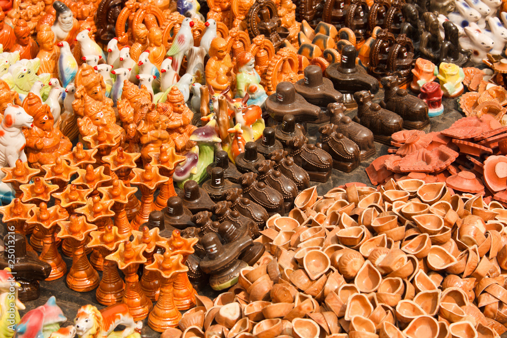 Clay toys and accessories for pooja (temple worship). Tiruvannam Stock ...