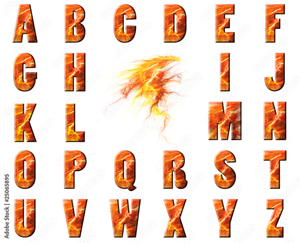 Flame and Lava Alphabet Collage Stock Illustration | Adobe Stock