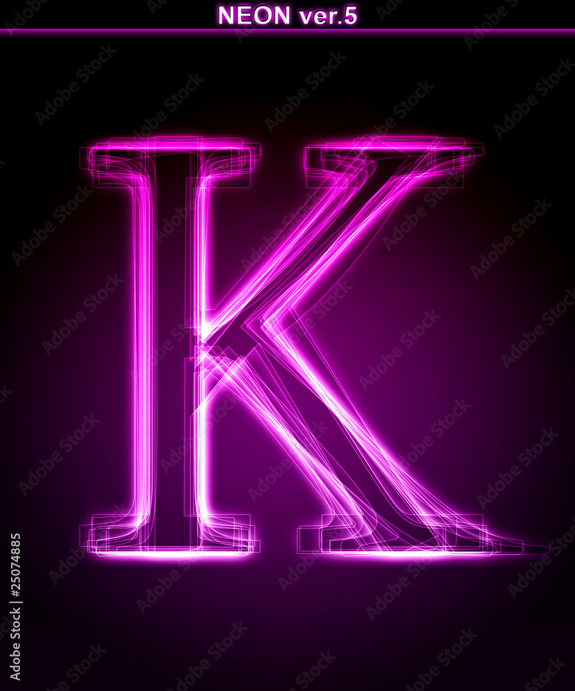Glowing font. Shiny letter K Stock Illustration | Adobe Stock