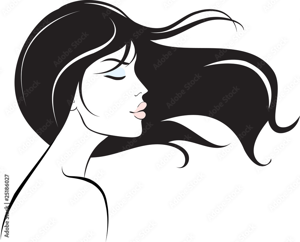 Woman Face With Long Black Hair Stock Vector Adobe Stock