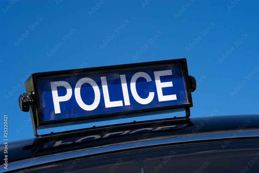vintage british police car sign Stock Photo | Adobe Stock