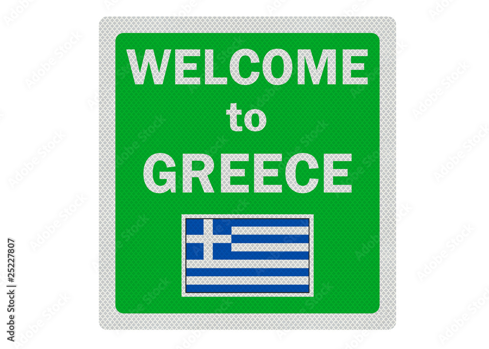 Welcome to Greece (in English) - photo realistic sign, isolated Stock ...